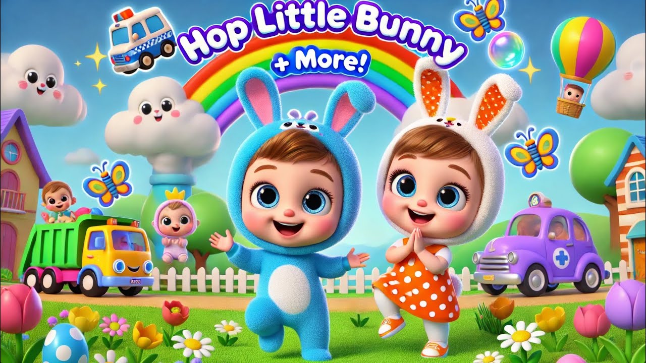 Hop Little Bunny + More Nursery Rhymes | 3D Cartoon Kids Songs | Baby ...