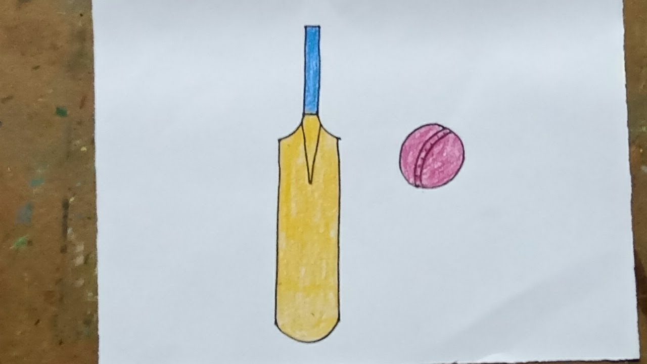 HOW TO DRAW A CRICKET BAT AND BALL - YouTube