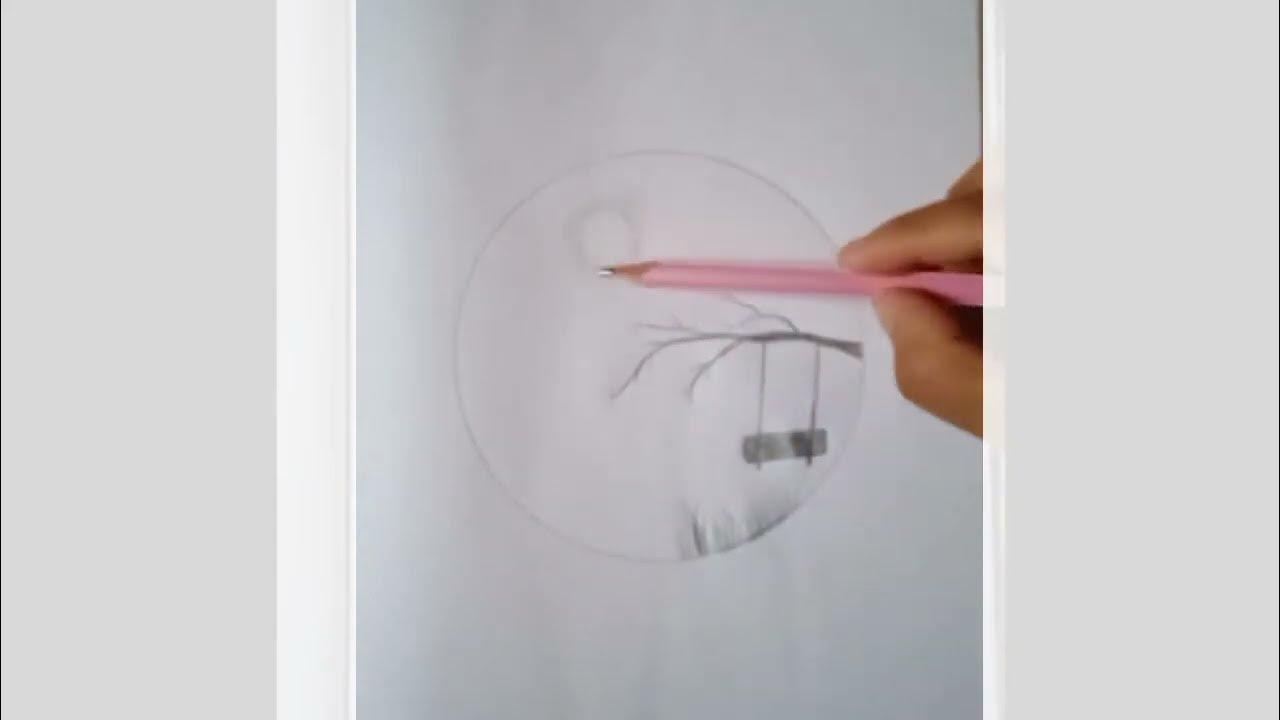 How to draw landscape with swing | Landscape easy drawing | Art video ...