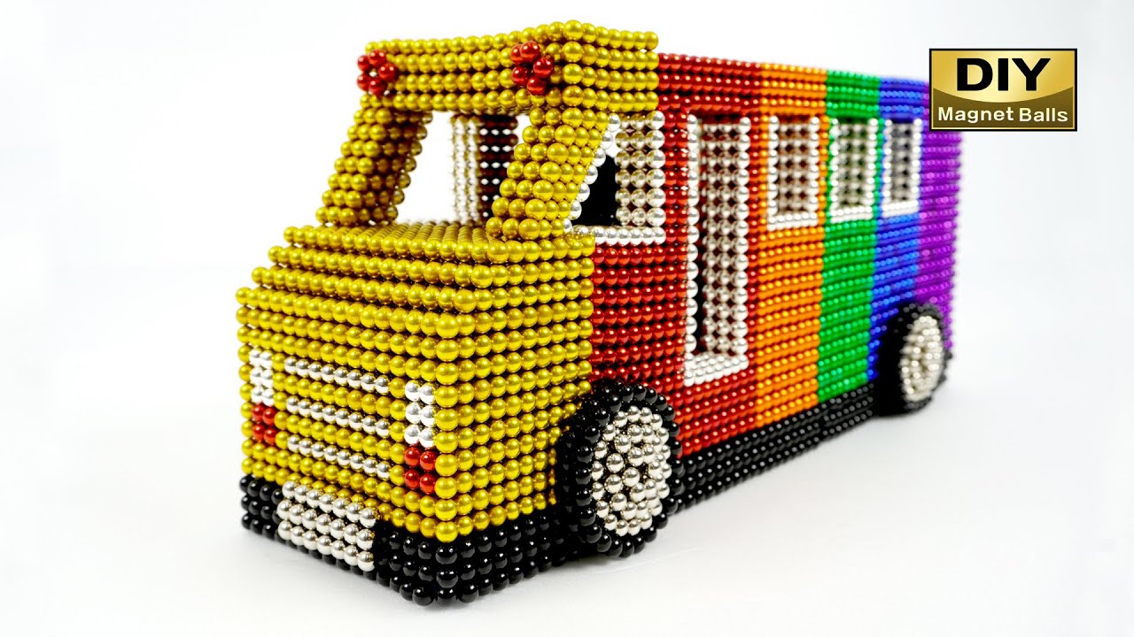 DIY - How To Make School Bus from Magnetic Balls (Satisfying) ASMR 4K ...