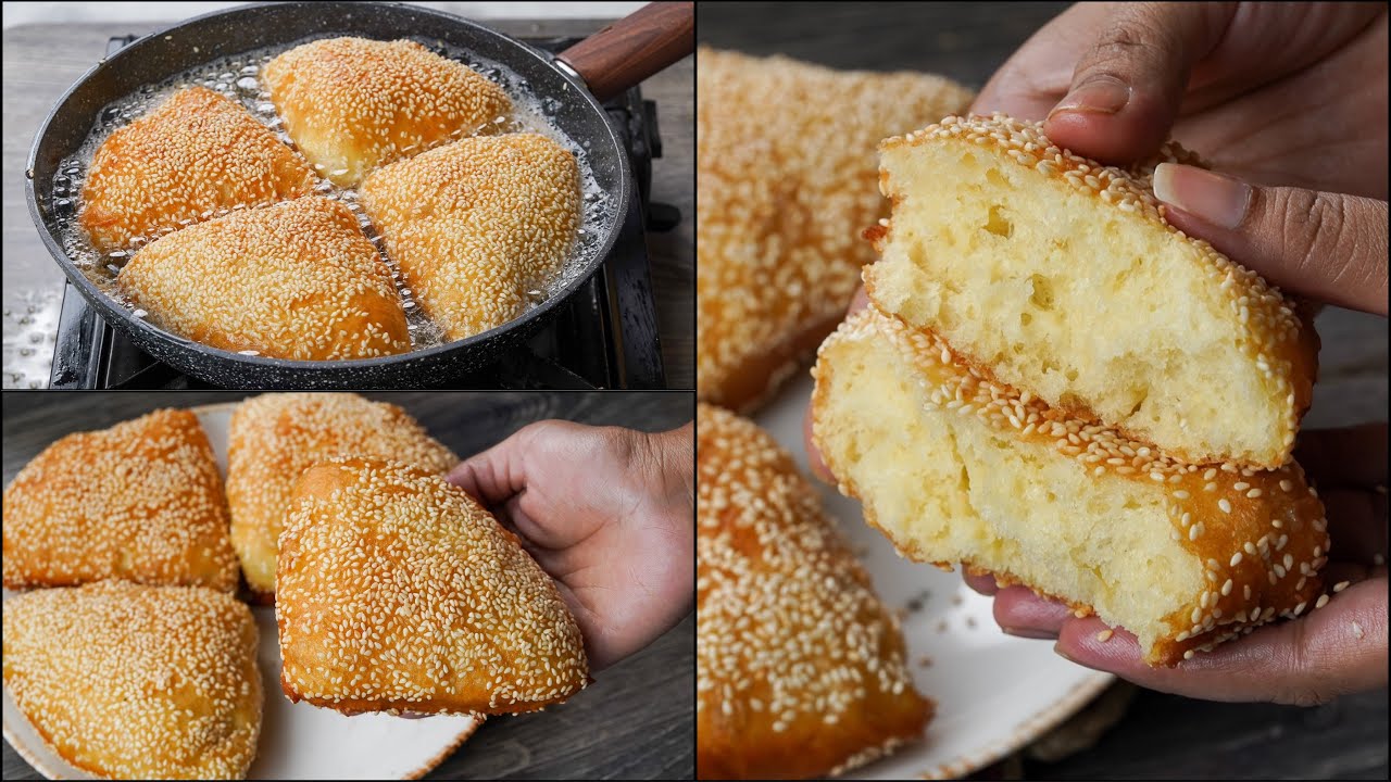 Super Soft & Delicious Homemade Sesame Fried Bread Recipe | Easy Bread ...