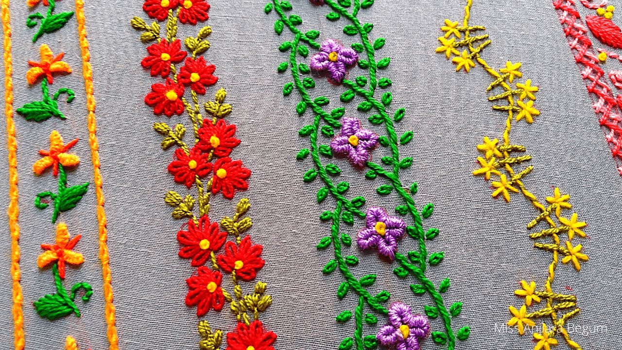 Easy Hand Embroidery, Beautiful Borderline Design, Borderline ...