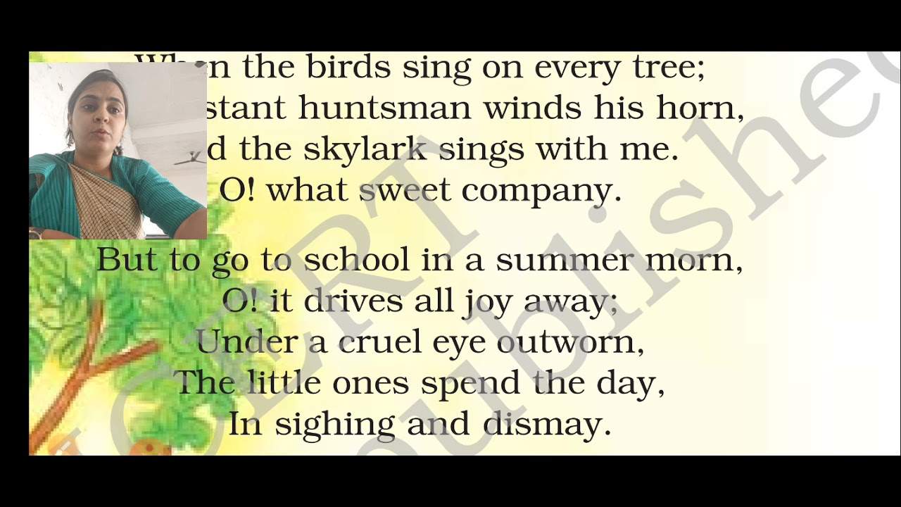 class 8 English poem The school boy part 1 - YouTube