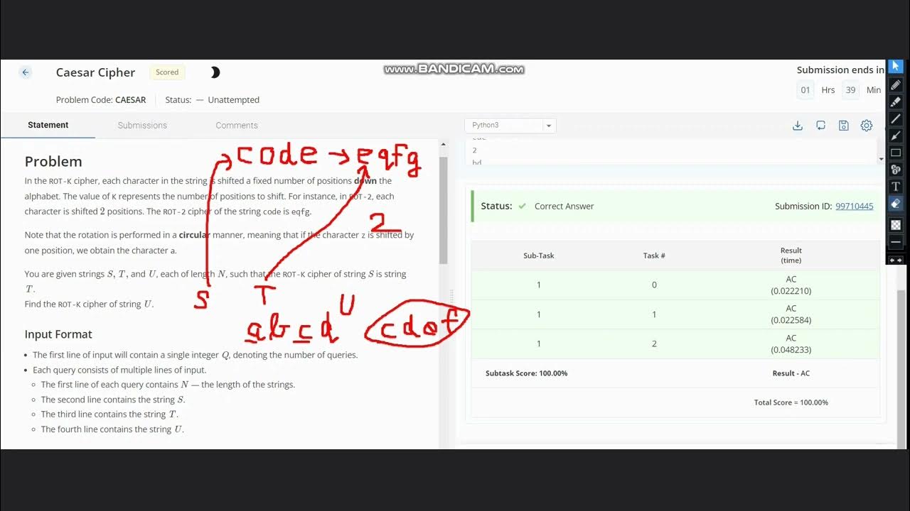 Caesar Cipher | CAESAR | Codechef STARTERS 97 | Full Solution - YouTube