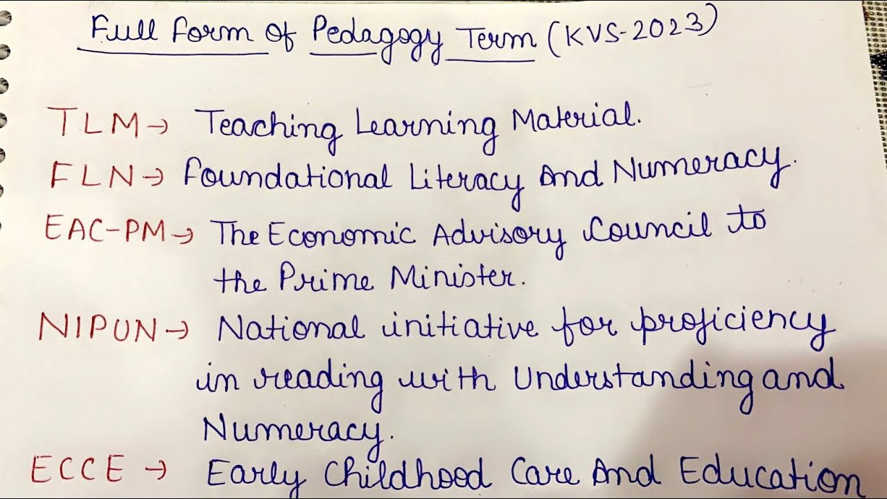 FULL FORM OF KVS PEDAGOGY TERM | IMPORTANT FOR KVS EXAM 2023| #kvs # ...