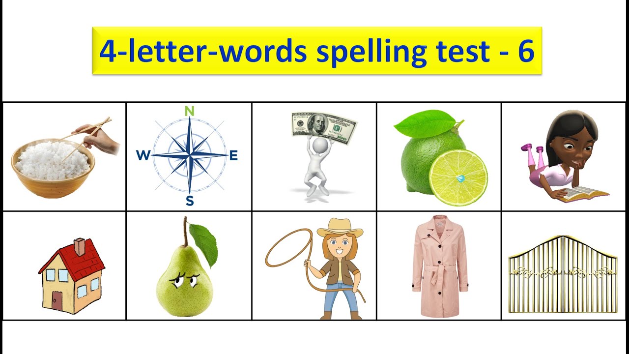 4 Letter Words-Spelling Test - Part 6 - YouTube