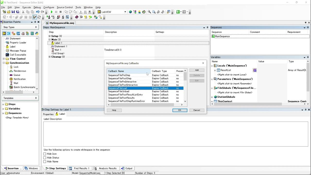 TestStand Define an Engine Callback Demonstration - YouTube