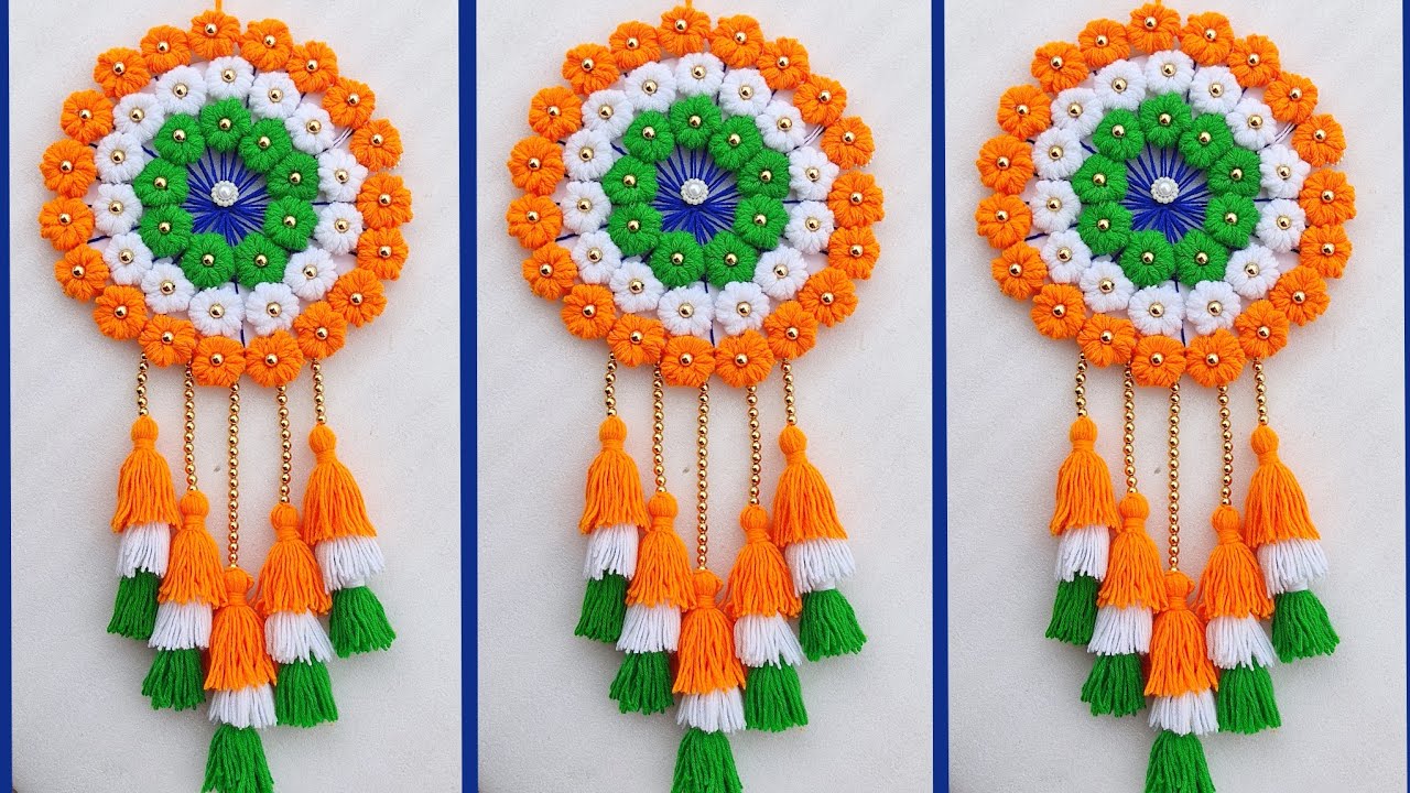 Tricolour WallHanging Craft / Independence day Wall Decoration Ideas ...