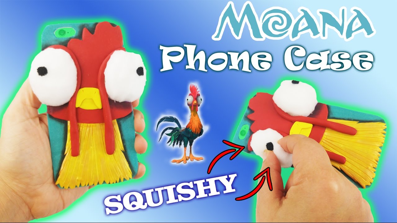 DIY PHONE CASE TUTORIAL DISNEY MOANA HEI HEI SQUISHY Polymer Clay ...
