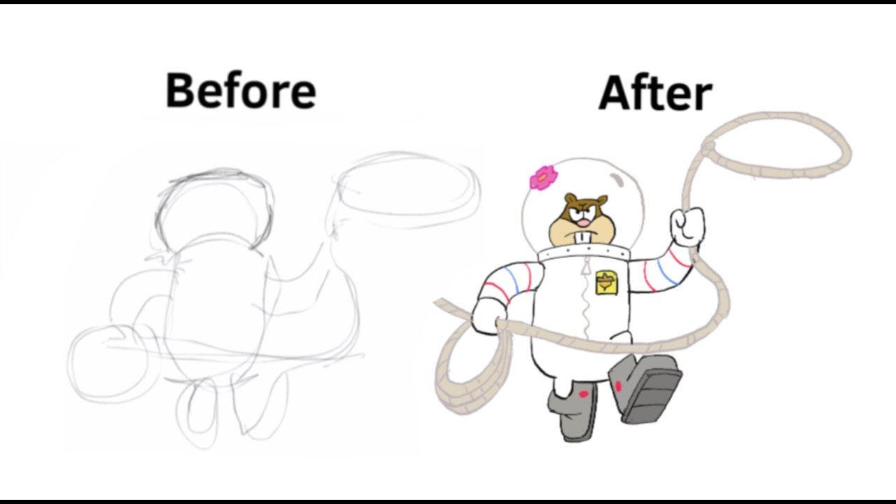 How to draw Sandy with a Lasso from Spongebob - YouTube