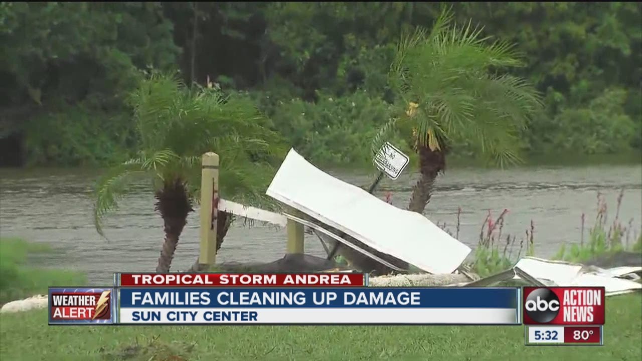 Damage in Sun City Center after Tropical Storm Andrea - YouTube