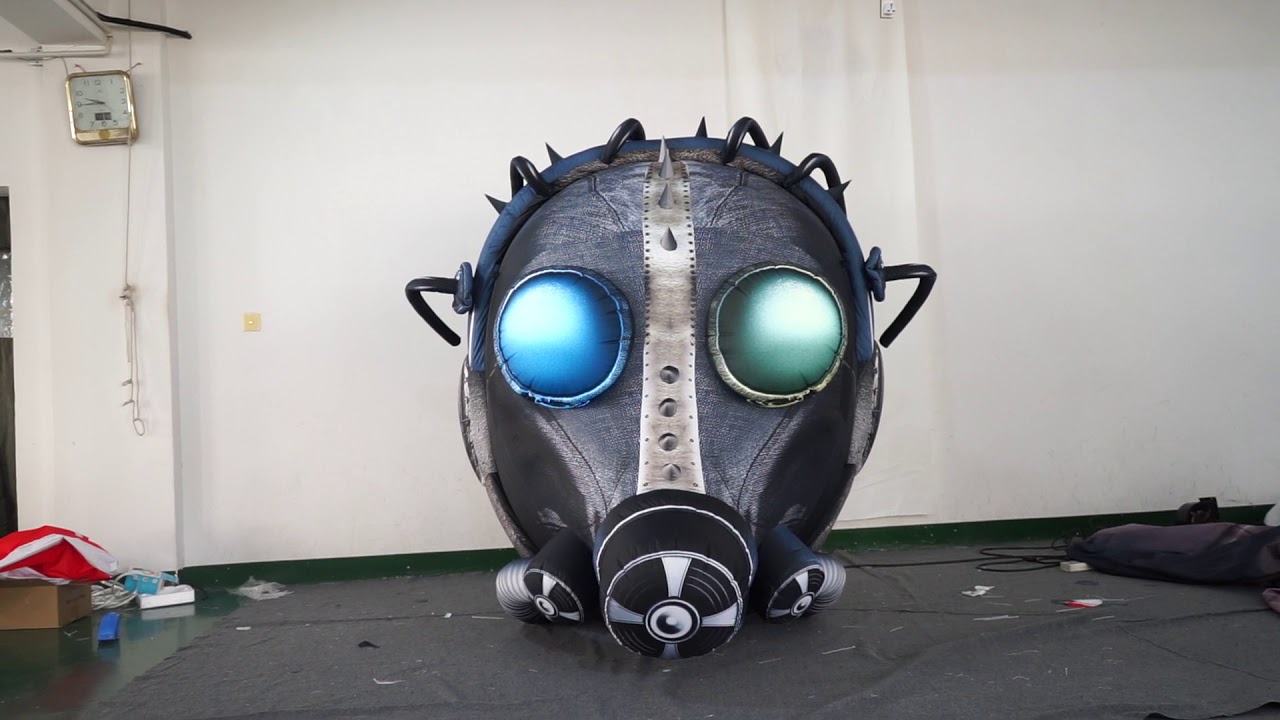 Ground Inflatable Gas Mask With LED and Blower for Halloween Decoration ...