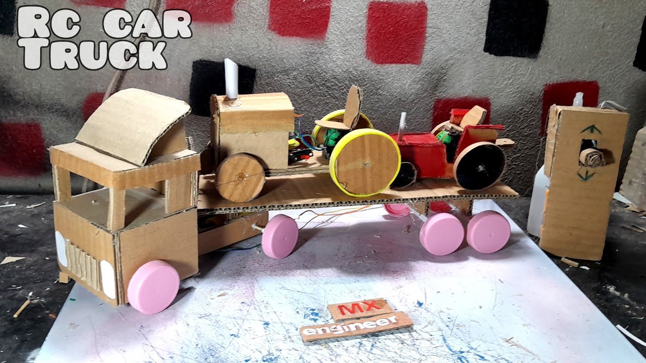 How to make remote control truck with cardboard and dc motor - YouTube
