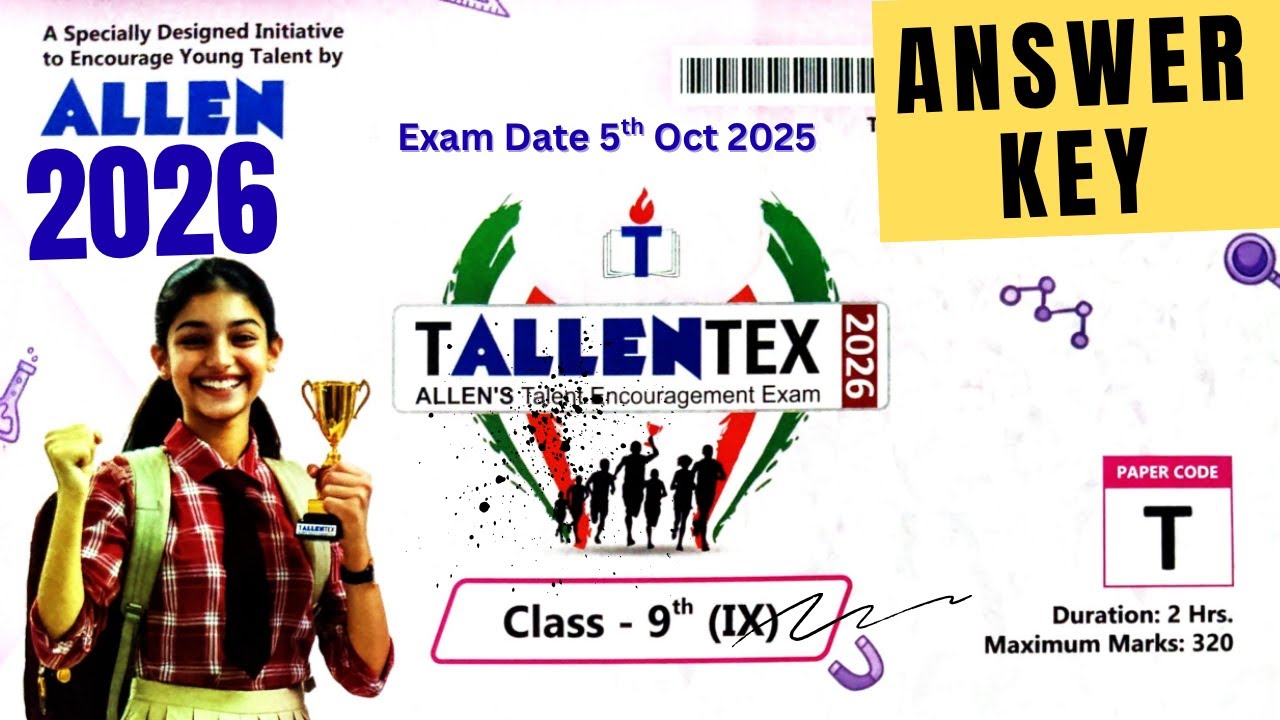TALLENTEX 2026 Class 9 Question Paper with answer key - 5th October ...