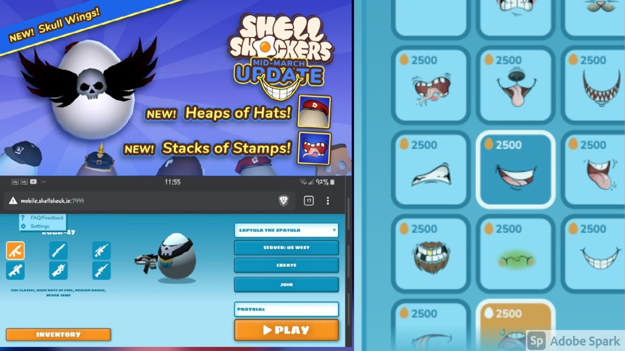New skins in shell shockers stamps, hats, shell shockers on phone - YouTube