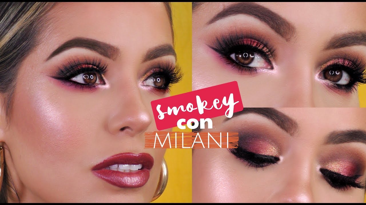 OJOS AHUMADOS CON MILANI MAQUILLAJE COMPLETO SMOKEY DORADO PASO A PASO ...