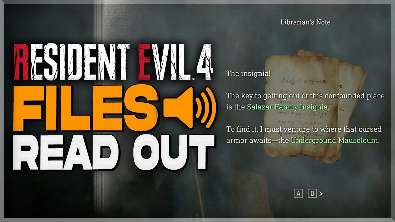 Librarian's Note File Reading - Resident Evil 4 Remake (Castle) - YouTube