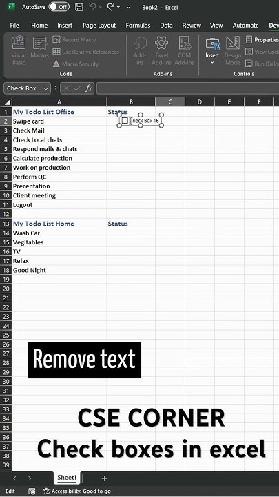Check boxes in Excel #exceltech #tutorial #excelworld #excel - YouTube