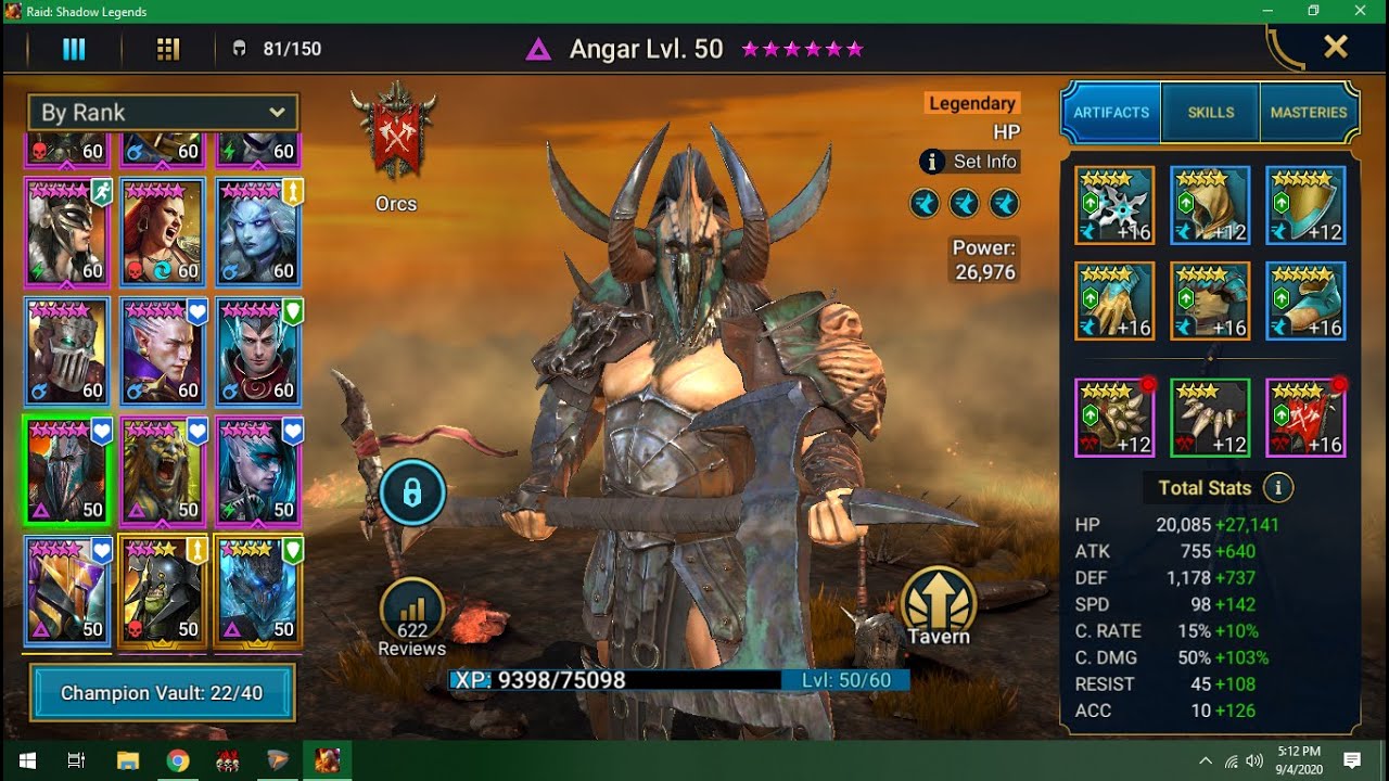 Raid Shadow Legends Angar speed tanks level 20 spiders den handles ...