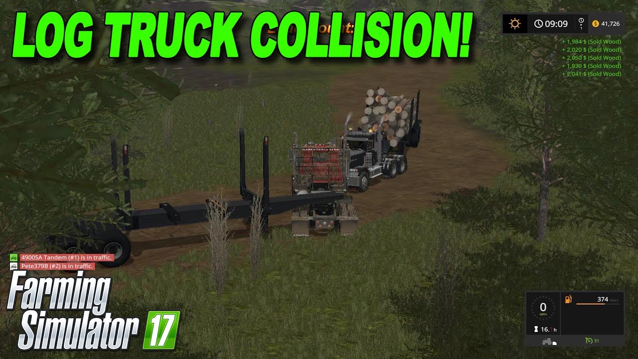 Farming Simulator 17 - Log Truck Collision! - YouTube