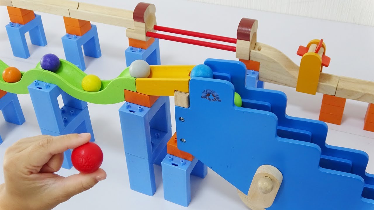 Marble Run Race ASMR ☆ Trix Track [Big Marble] Wooden hand-cranked ...