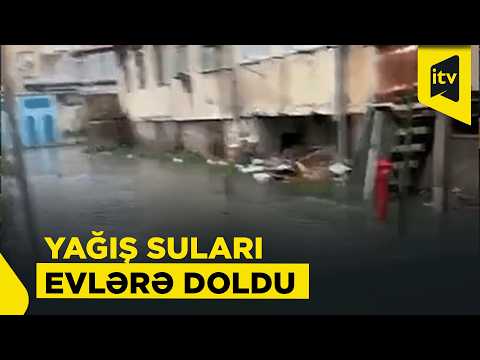 Xırdalanda məhəllələri su basdı: evlər su altında qaldı