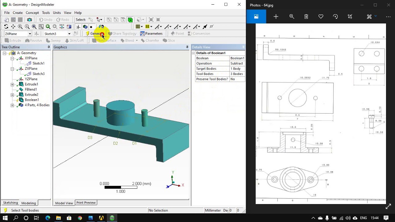 Lesson 21 Assembly Model in DesignerModeler in Ansys Workbench - YouTube