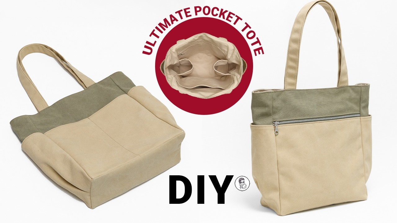DIY 8-Pocket Tote Bag Sewing Tutorial | Sew With Me Step-by-Step - YouTube