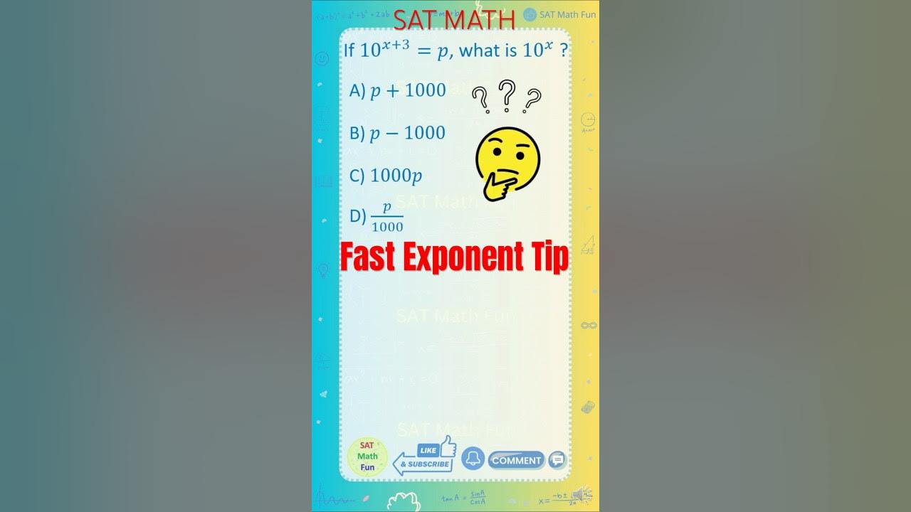 Fast Exponent Strategy ｜Solve in seconds! #satmathhacks #exponents # ...