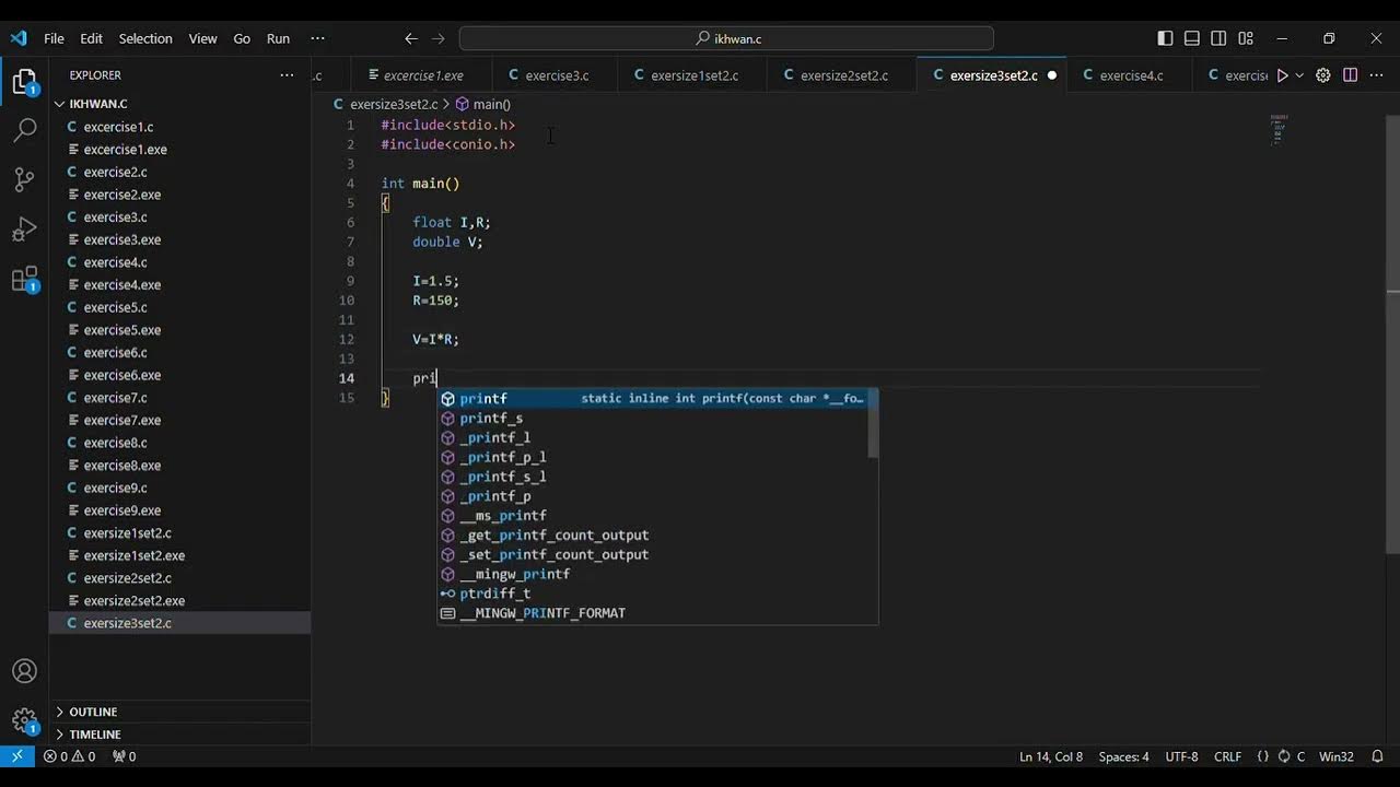 exersize3set2 c ikhwan c Visual Studio Code 2024 11 10 14 26 58 - YouTube