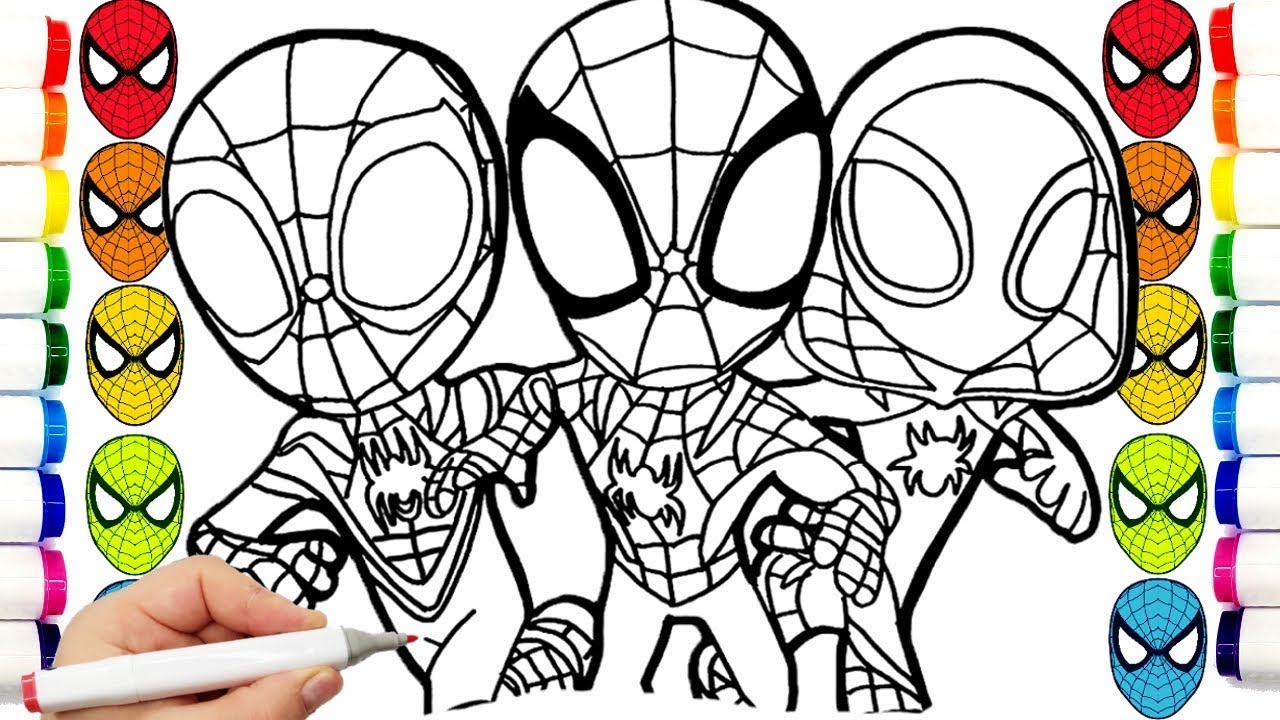 Spider man Team Coloring Pages spider man coloring pages marvel drawing ...