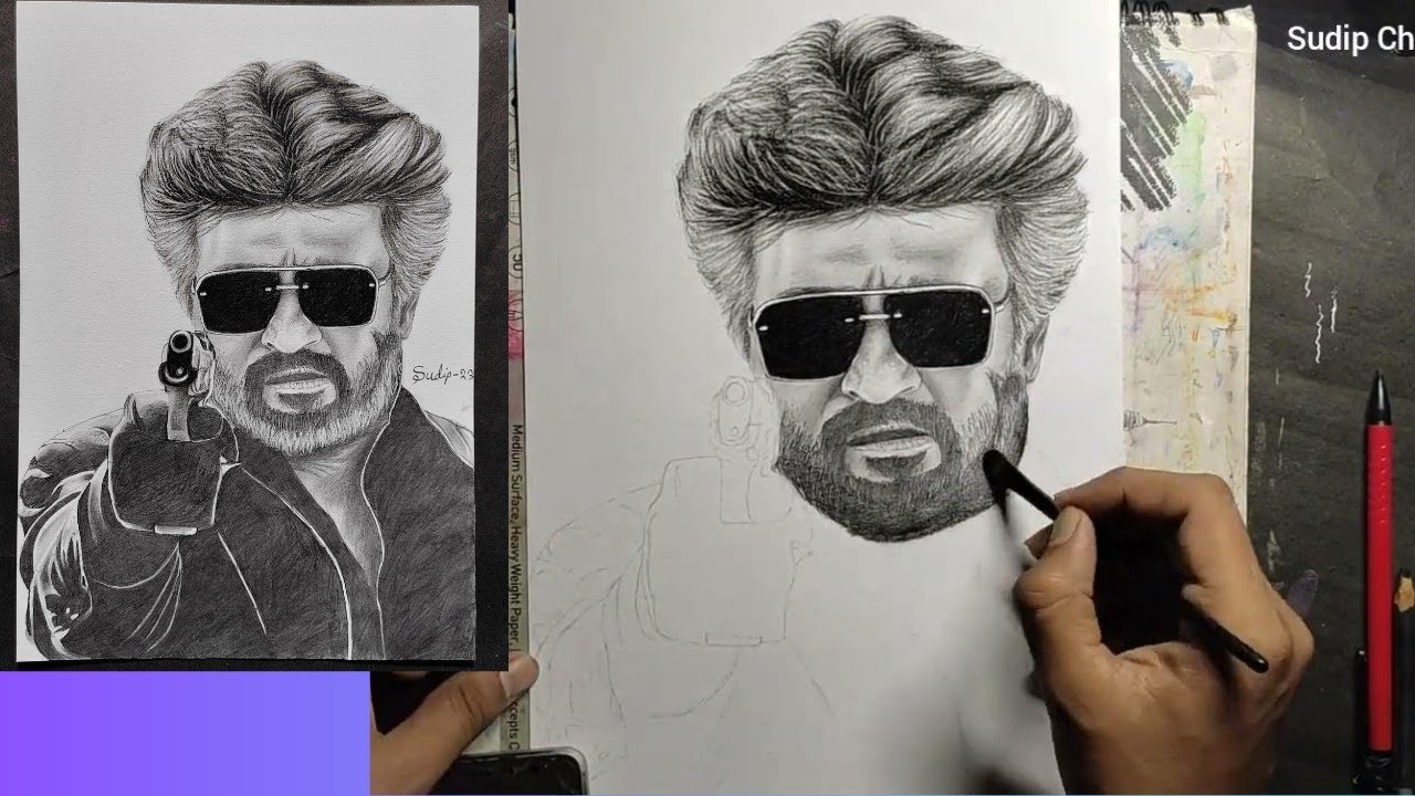 Pencil Drawing// Rajnikanth sir - YouTube