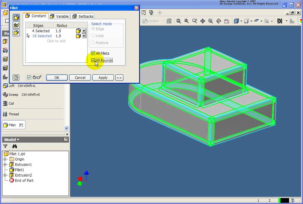 1 Create fillet features - YouTube