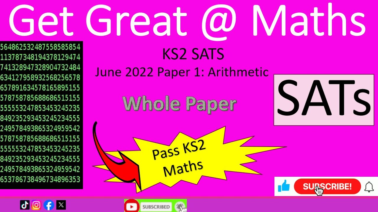 KS2 SATs June 2022 Maths Paper 1 Arithmetic Whole Paper BIDMAS # ...