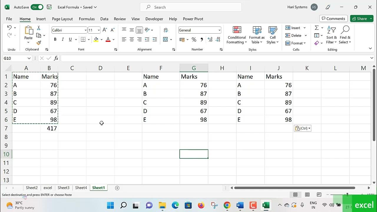 2e Data handling basics – cut copy and paste - YouTube