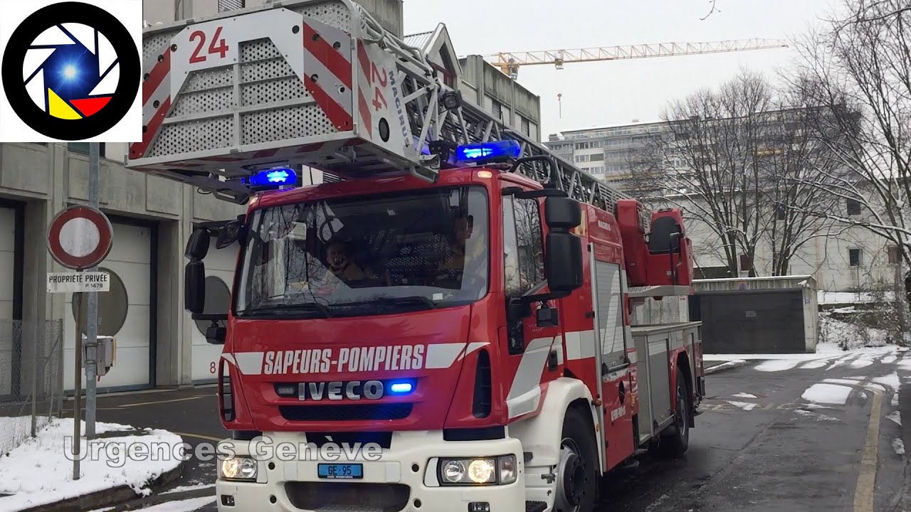Pompiers Genève échelle 24 // Ladder 24 Geneva - YouTube