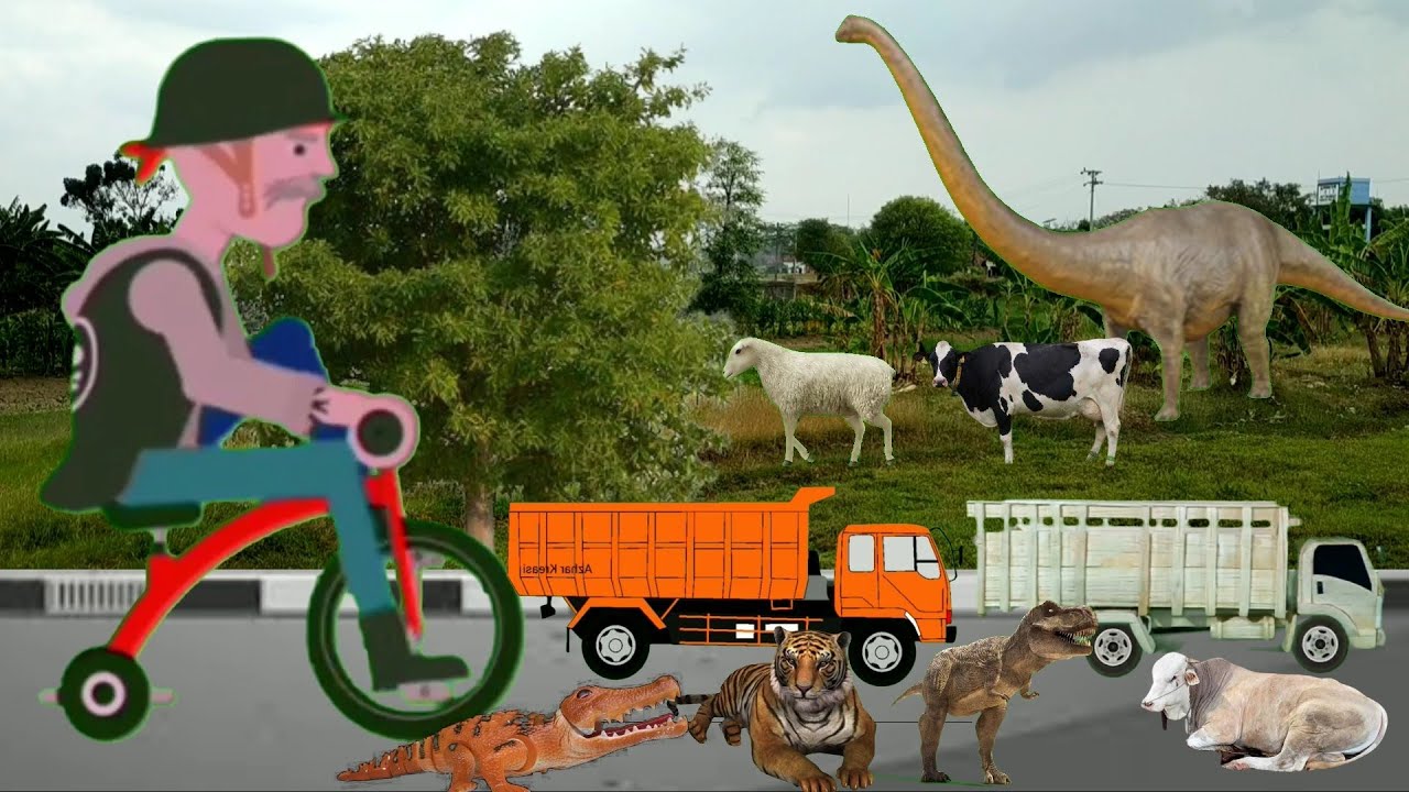 Simulation Toy Truck Animal Transport Dinosaur Brontosaurus Triceratops ...