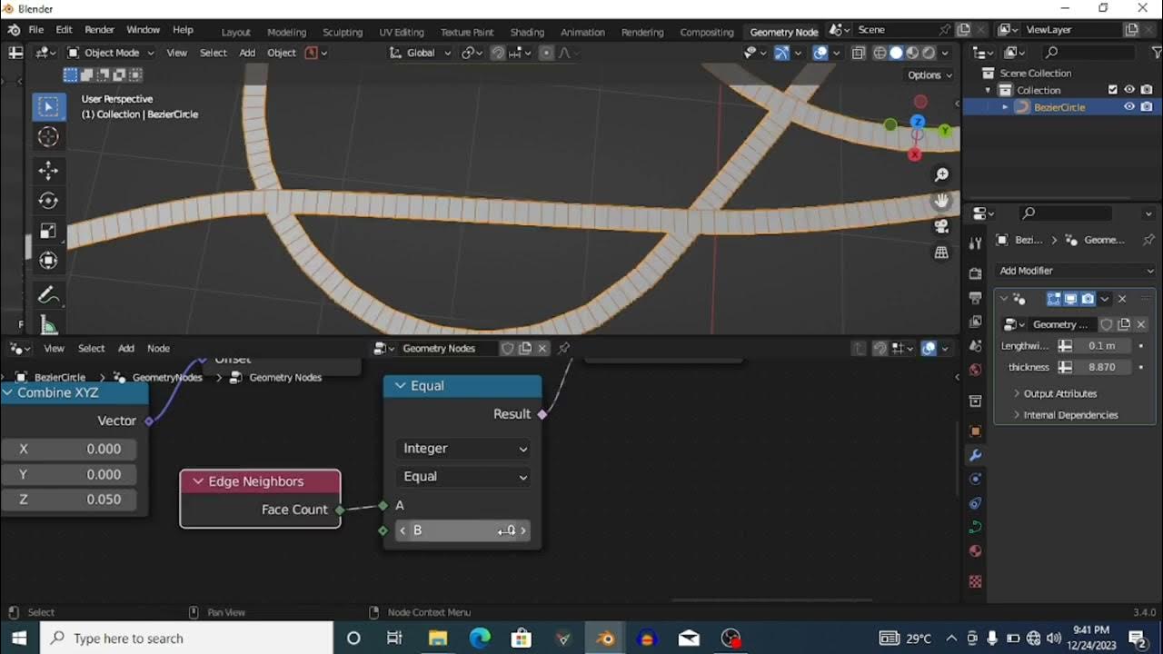 pathway intersections manipulation in blender's geometry nodes - YouTube
