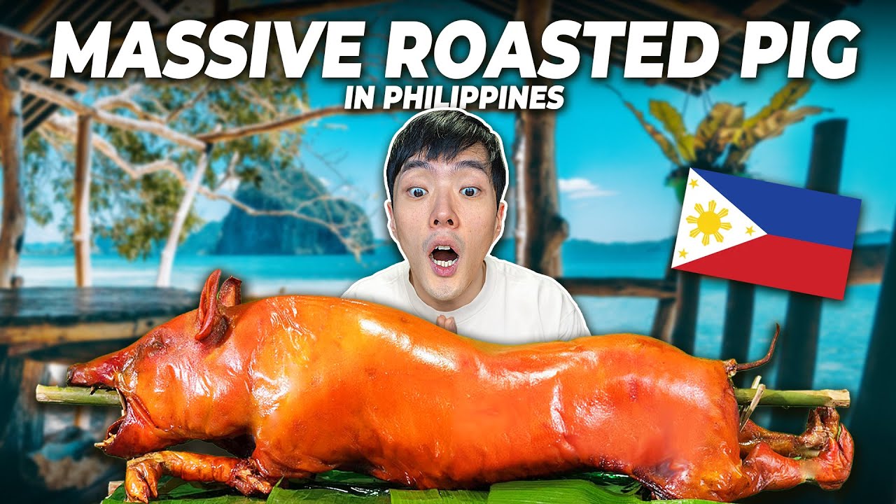 I Tried HUGE Roasted Pig in Philippines, Lechon - YouTube
