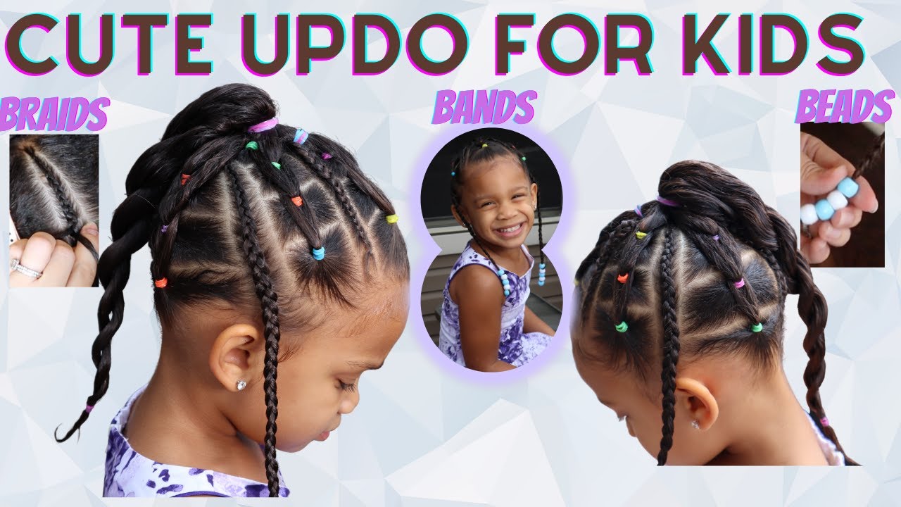 BRAIDED updo for little girl | CORNROW HAIRSTYLE for kids - YouTube