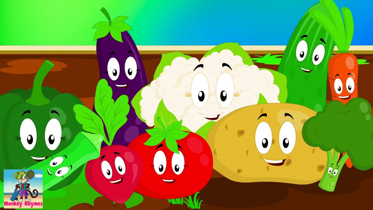 Ten Little Vegetables Nursery Rhyme & Kids Song by Monkey Rhymes - YouTube