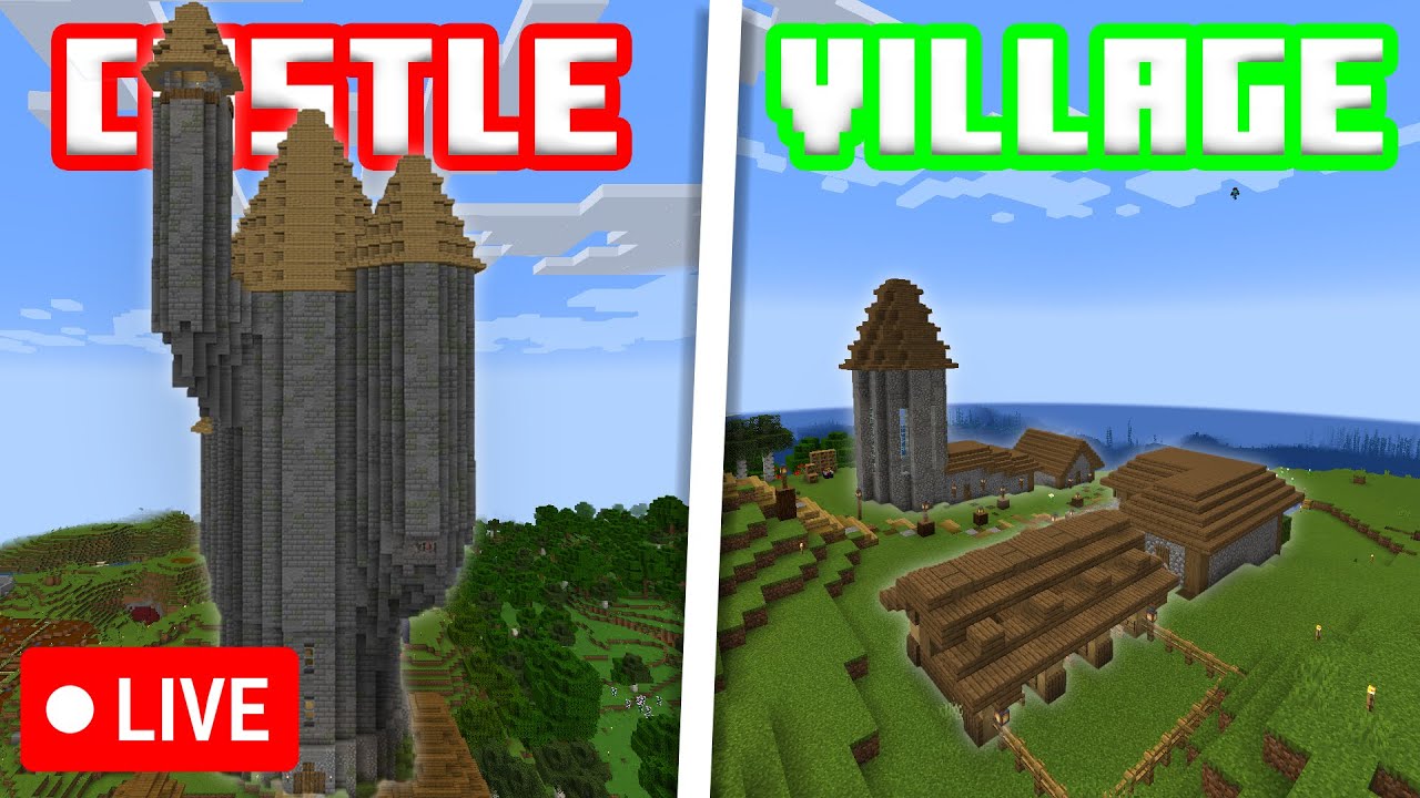 BUILDING OUR VILLAGE (BOAT HOUSE + HOUSES) - Minecraft Bedrock Live 🔴 ...