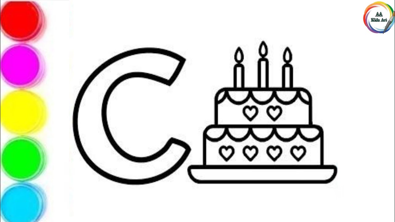 C for Cake Drawing and Colouring | How to Draw C for Cake Drawing for ...