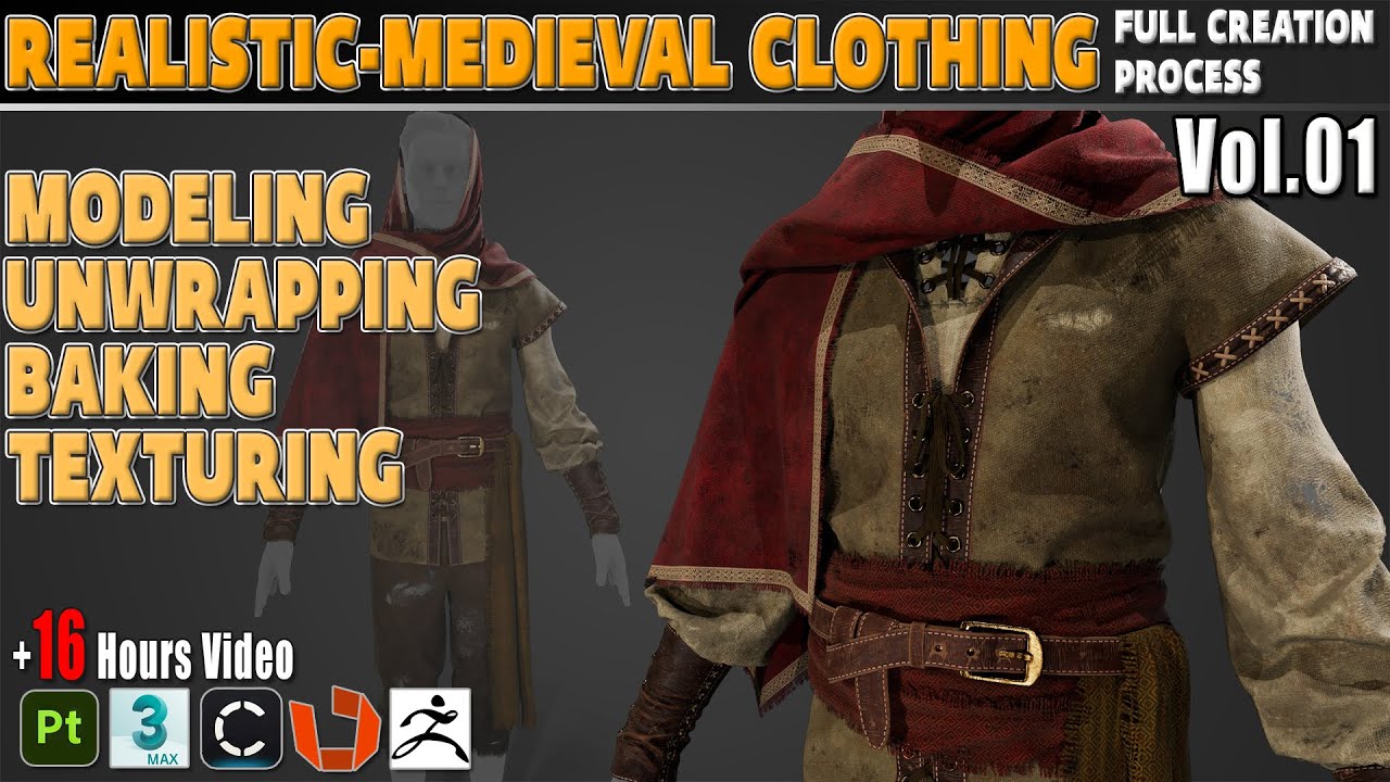 Realistic- Medieval Clothing Full Creation Process Video Tutorial ( 16 Hours ) Vol.01 - YouTube