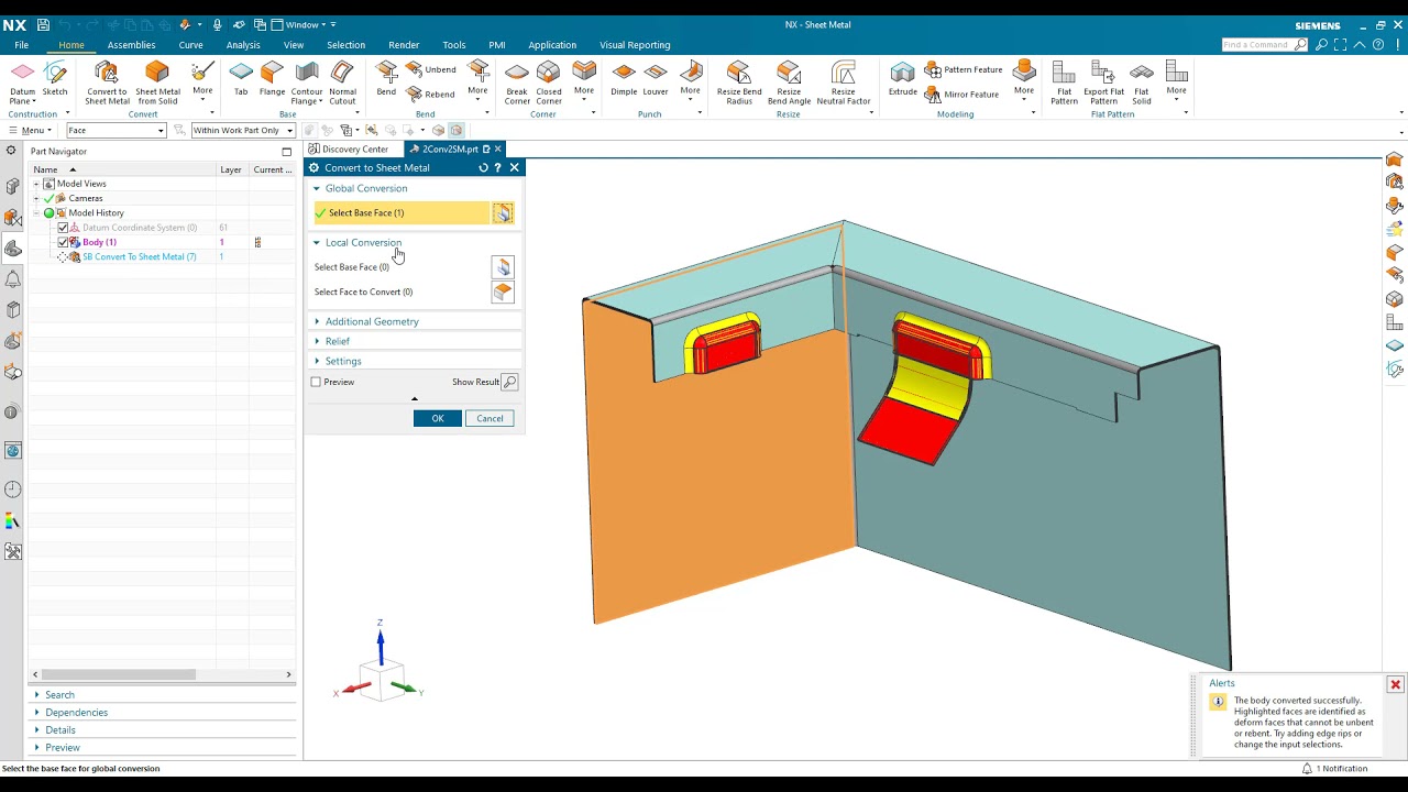 Siemens NX Sheet Metal: Convert to Sheet Metal updates in NX12 - YouTube