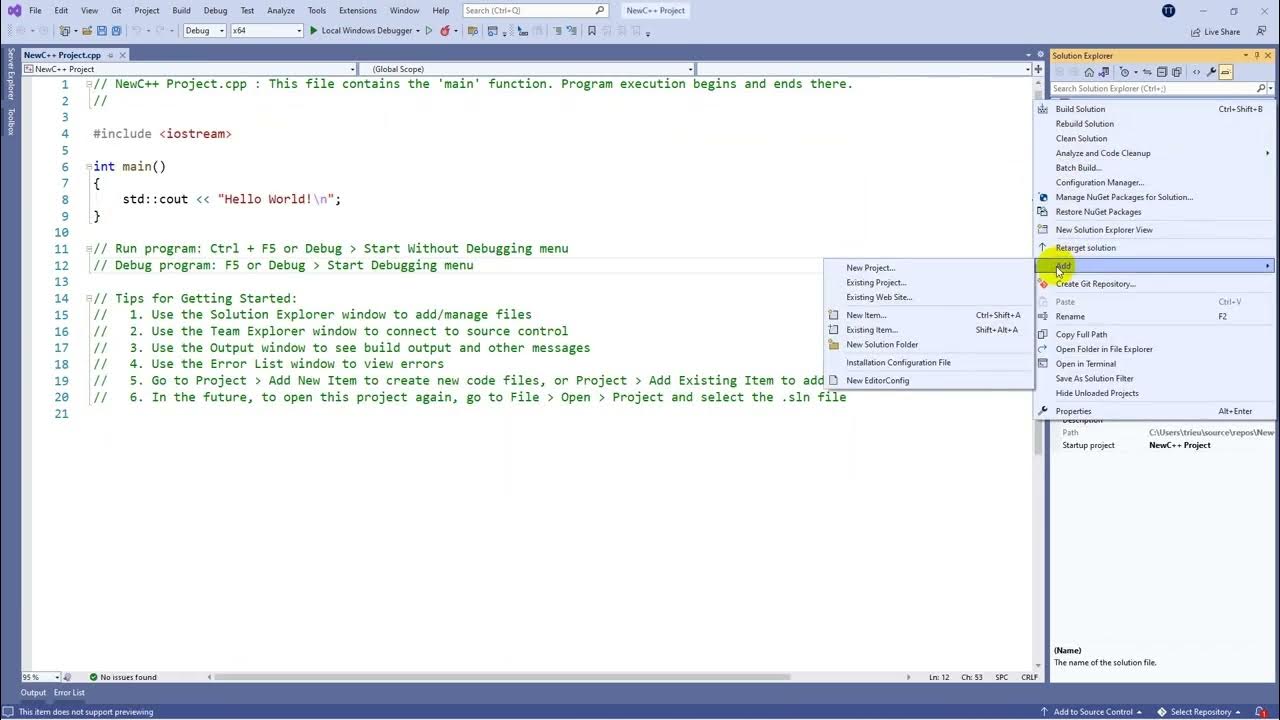 Hướng dẫn tạo mới Solution và project C++ Visual Studio - YouTube