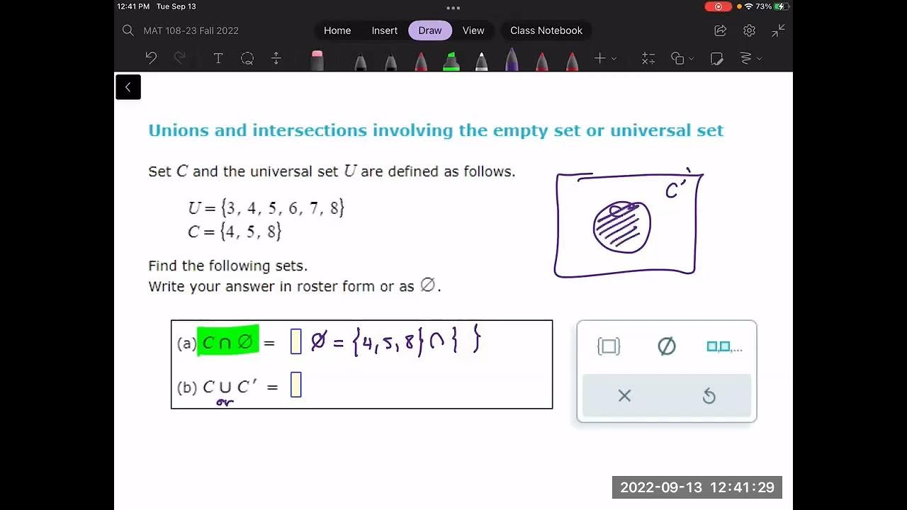 Unions and intersections involving the empty set or universal set - YouTube