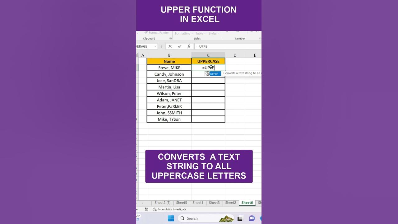 UPPER Function in Excel #excelshorts #shorts #exceltips #exceltutorial - YouTube