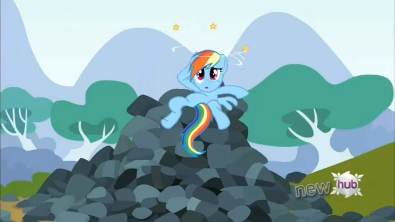 Rainbow Dash crashes the whole rocks down - YouTube