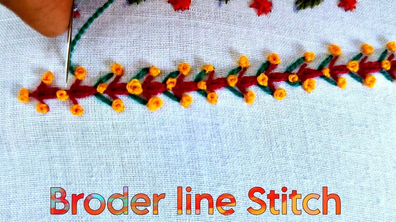 Broder line Stitch Embroidery by Hand colorful basic hand Embroidery ...